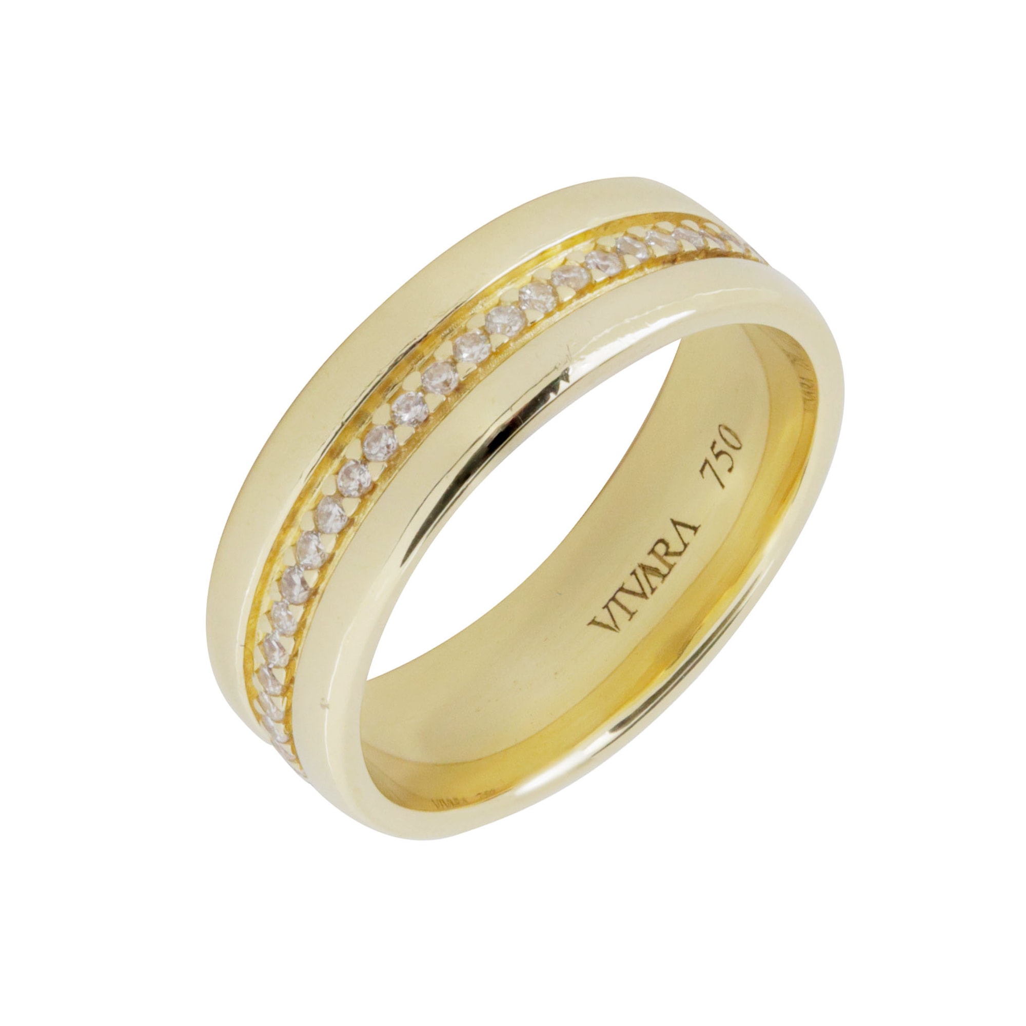 Aliança Vivara filete central com 0,25 ct de diamantes em ouro amarelo
