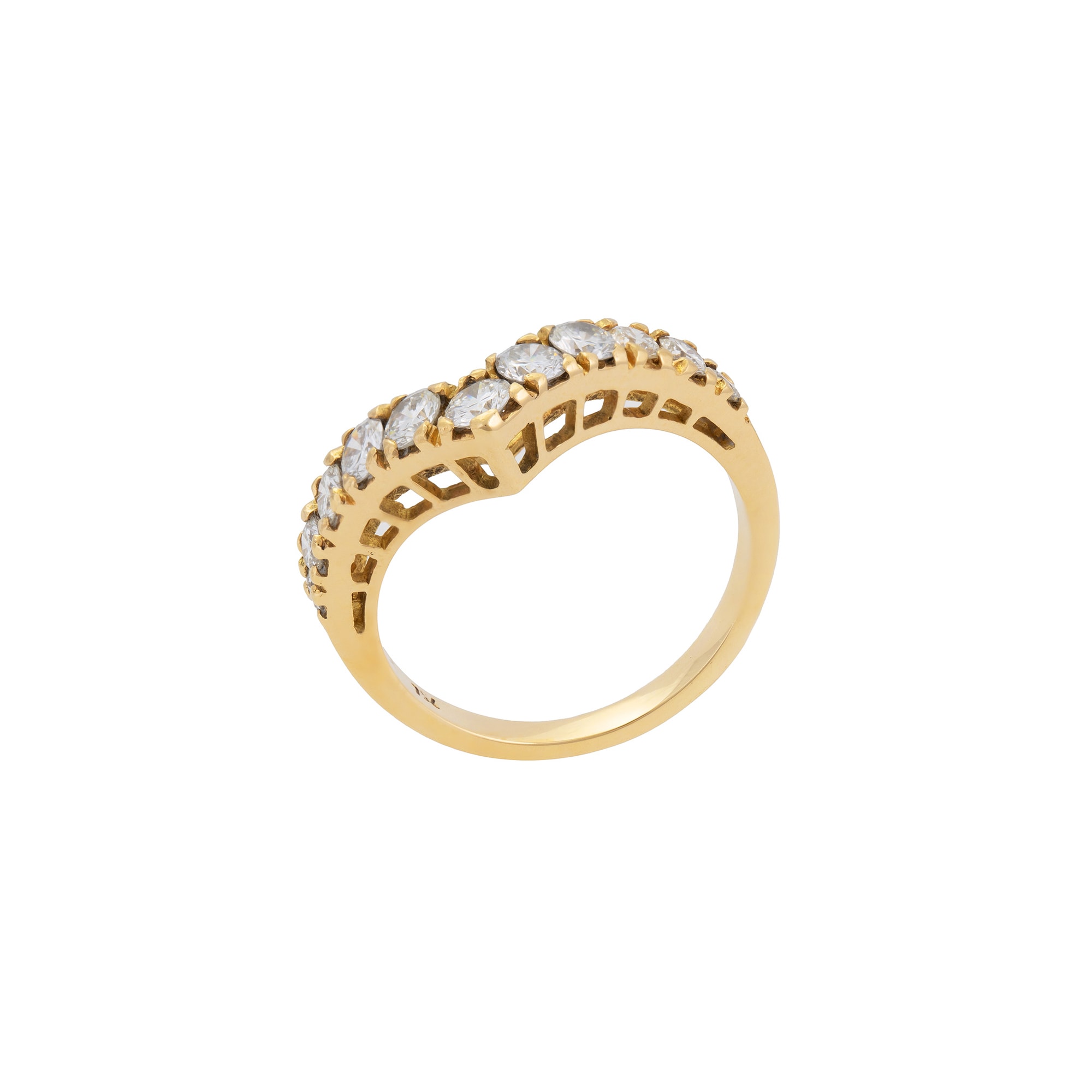 Anel chevron com 1,24 ct de diamantes em ouro amarelo