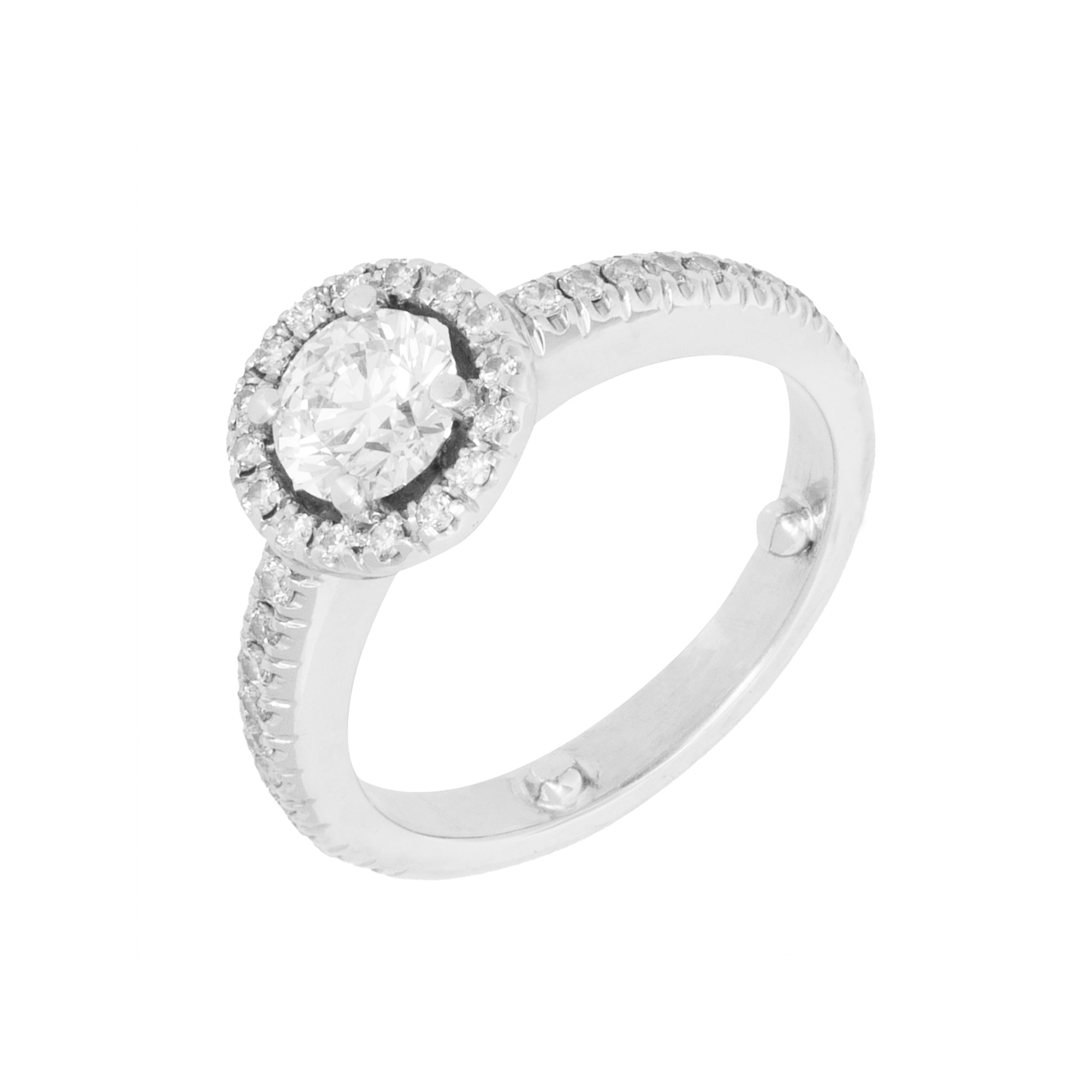 Anel halo com diamante 0,79 ct em ouro branco