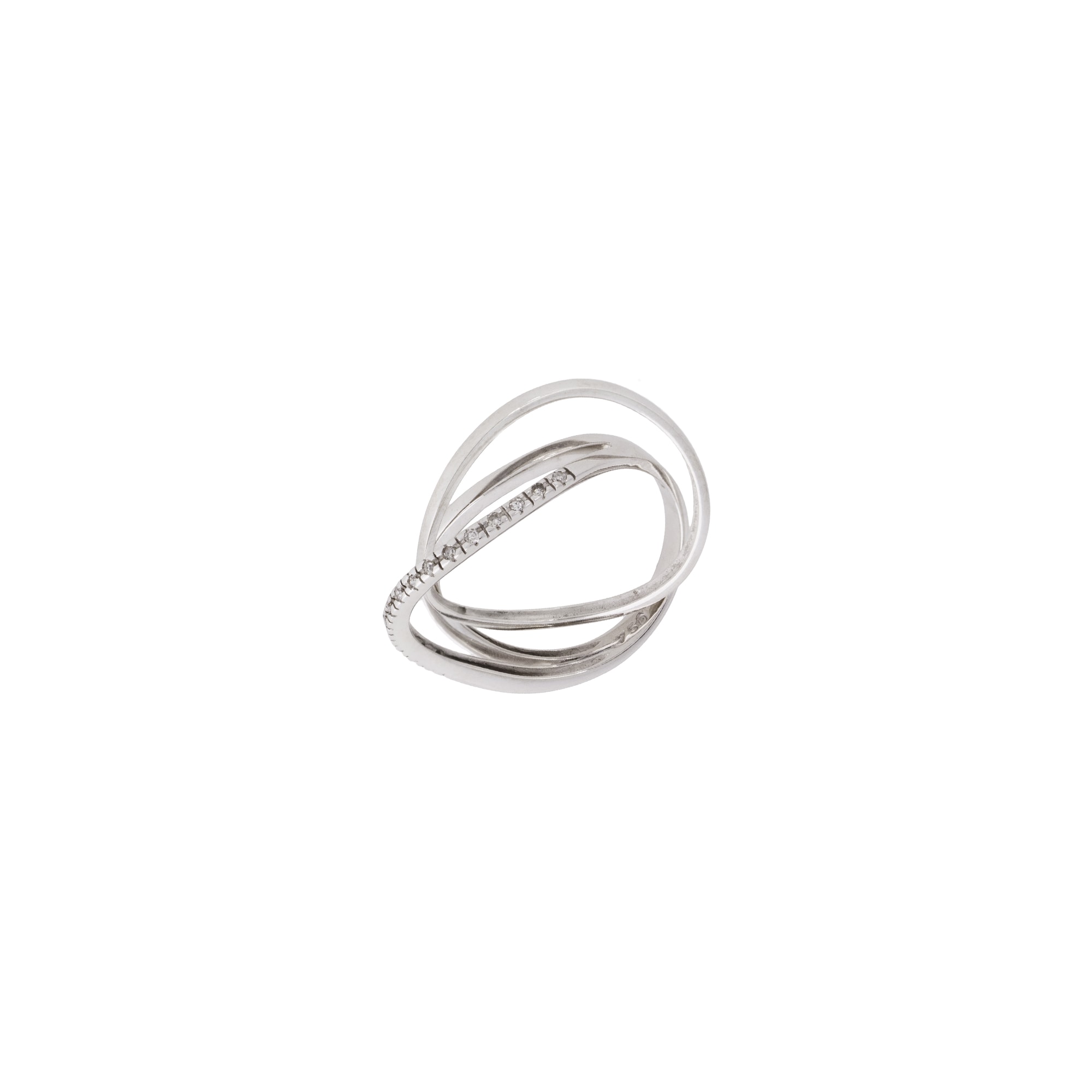 Anel Vivara aros com diamantes em ouro branco