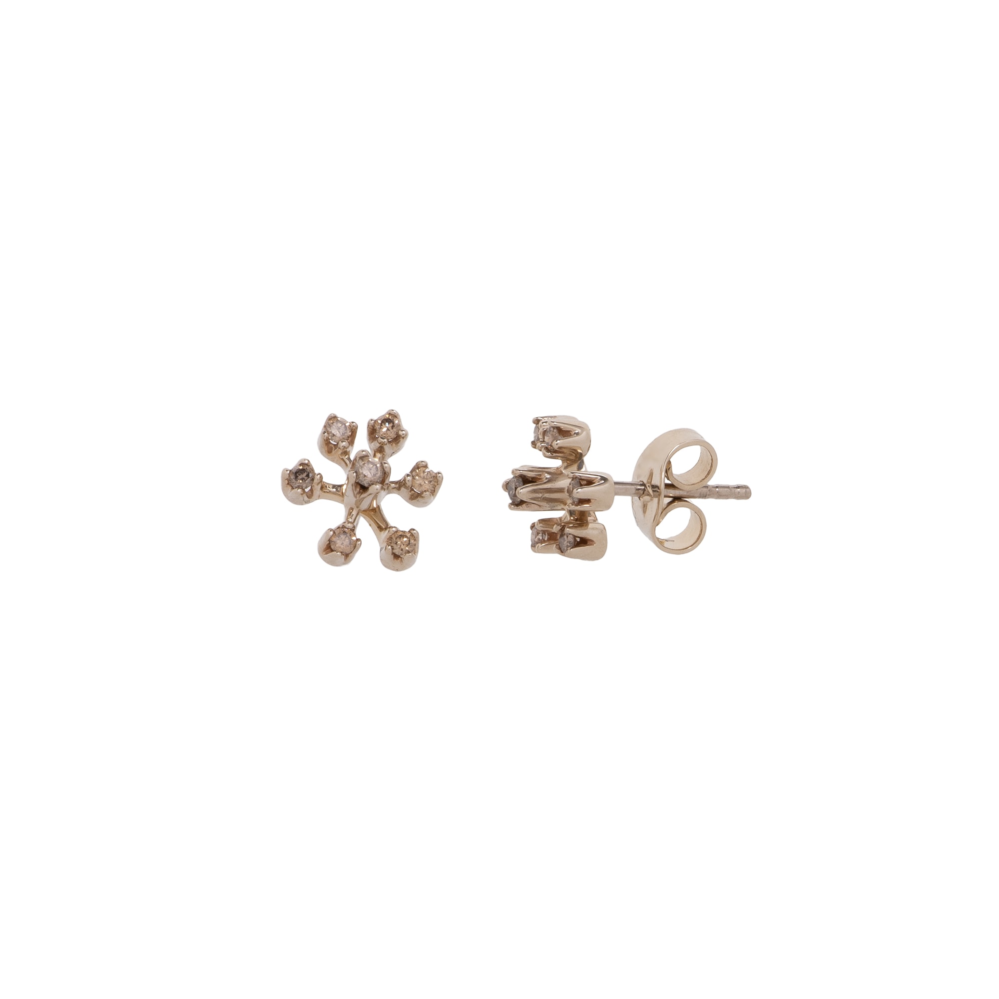 Brinco stud H.Stern Snowflake com diamantes brown em ouro nobre
