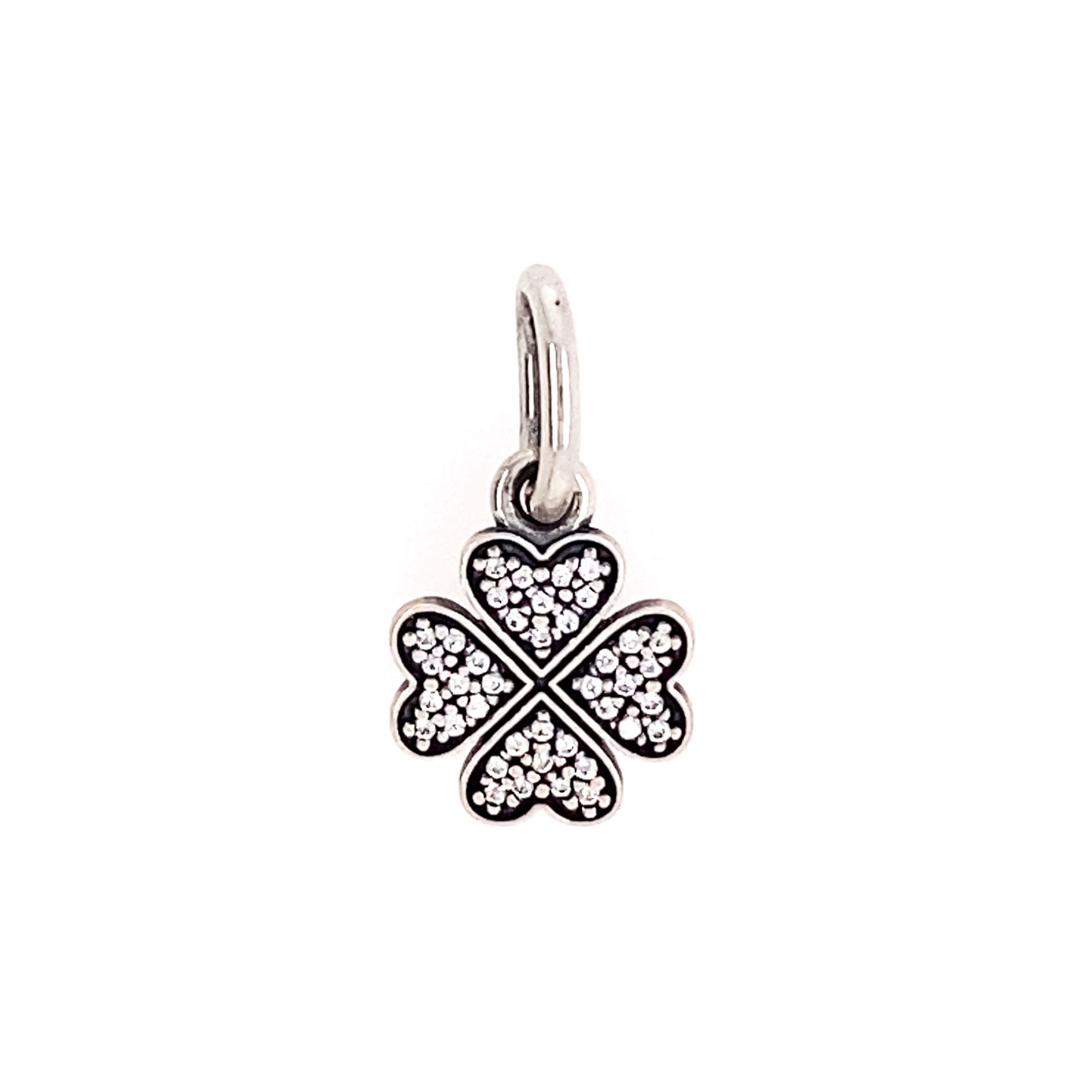 Charm PANDORA pendente trevo com zircônias em prata