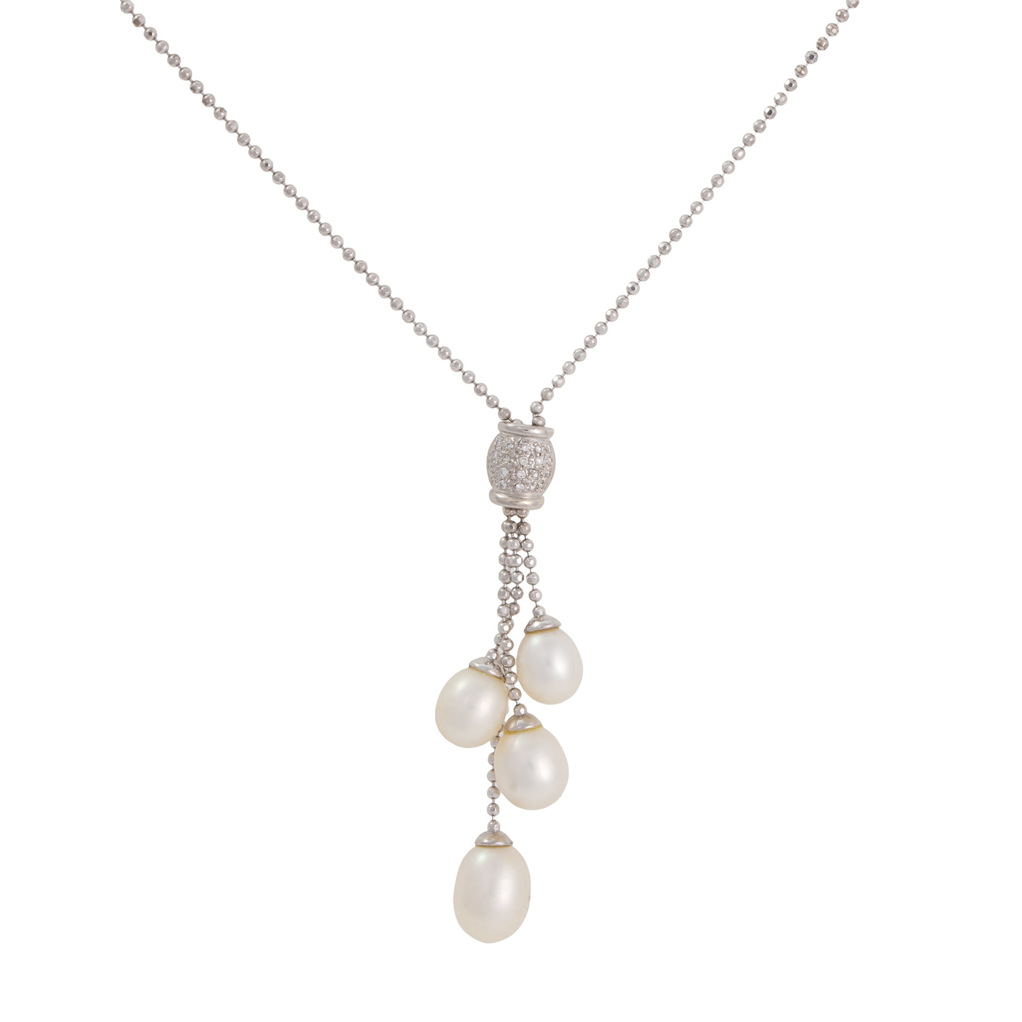 Colar design com pérolas e diamantes em ouro branco