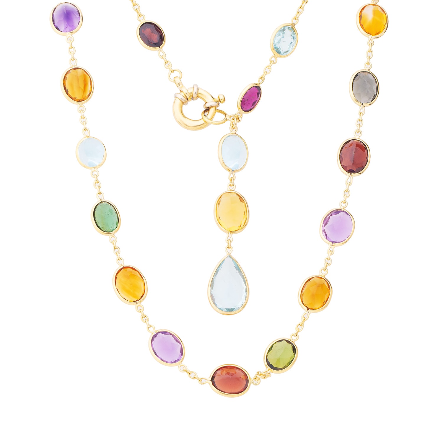 Colar longo com pedras brasileiras em ouro