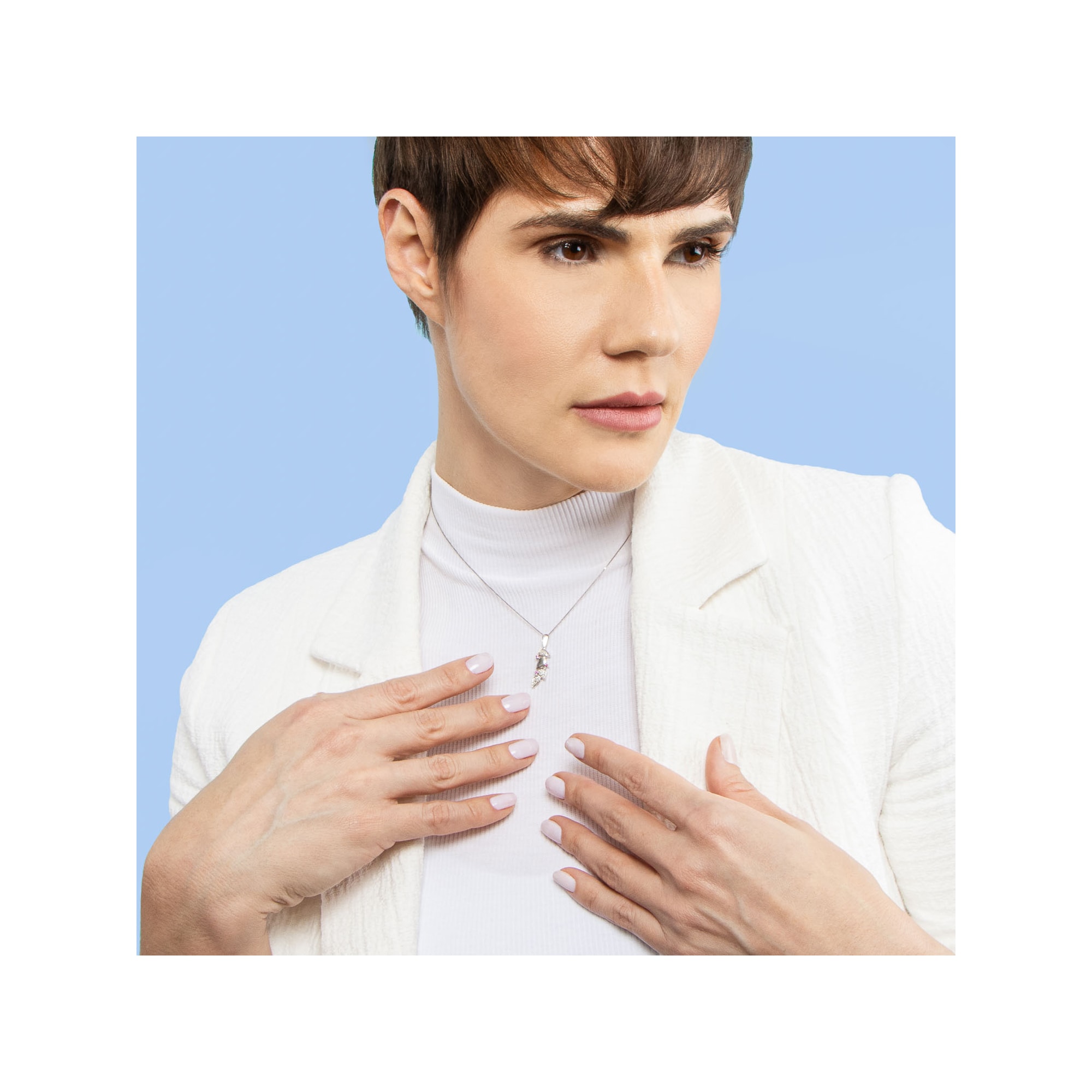 Gargantilha Vivara gotas com rubi e diamantes em ouro branco